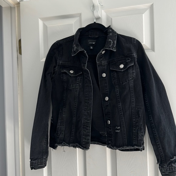Joe's Jeans | Jackets & Coats | Joes Black Distressed Denim Jacket ...